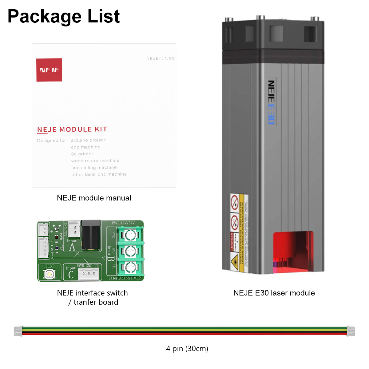 NEJE E30 Diode Laser Module - Multi-lens compression technology - 24V ...