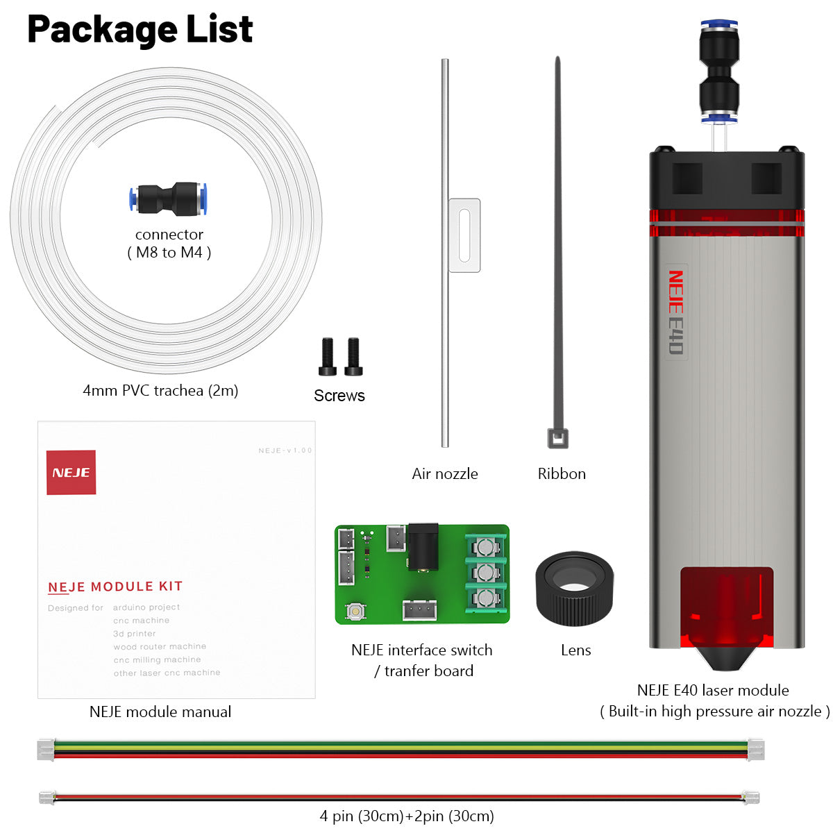 NEJE E40 12W 450nm High Definition Fixed-Focus Laser Module NEJE E40 12W 450nm High Definition Fixed-Focus Laser Module