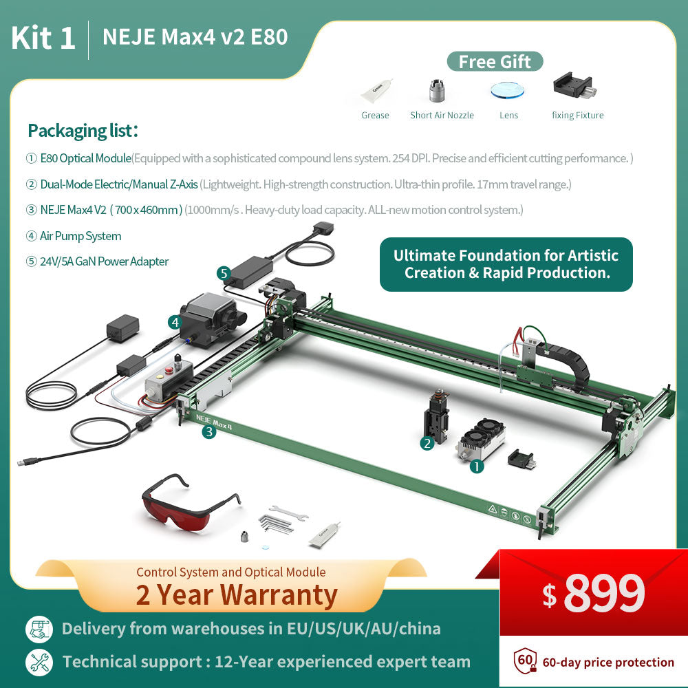 Motorized Z axis Wood Laser Cutter, 1000mm/s Laser Engraver for Wood ...